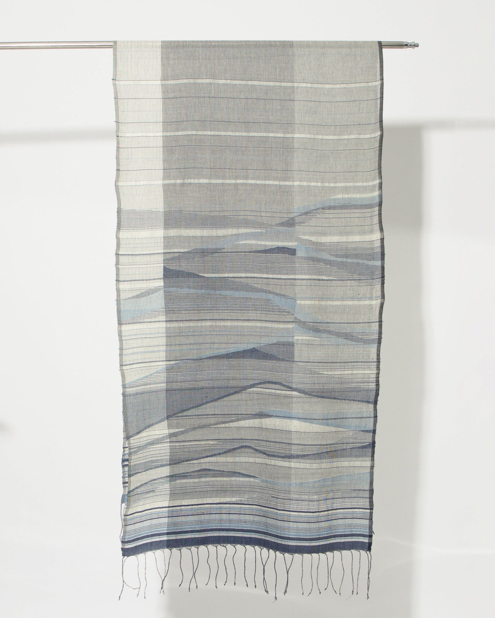 Handloom Jamdani Stole in Khadi cotton-Grey | Karomi crafts